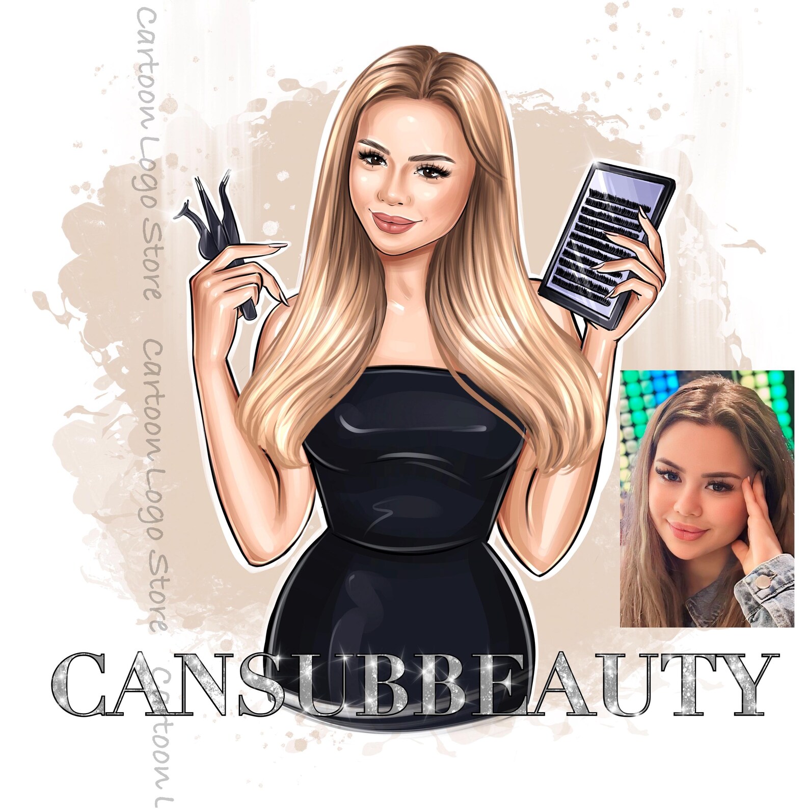 Hair Extensions Logo, Cartoon Logo Portrait, Hair Stylist Logo ...