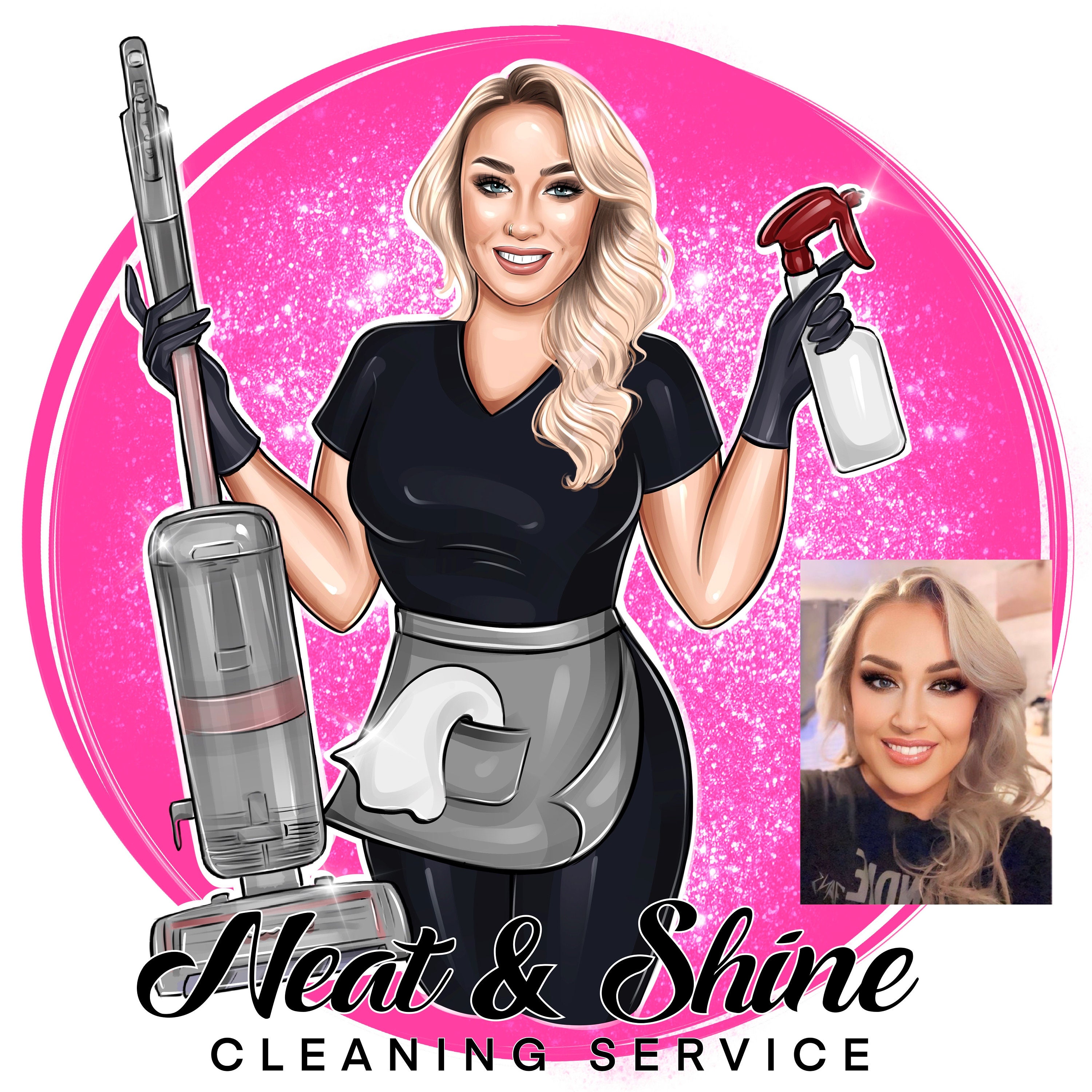 Cartoon Logo, Cleaning Service Logo, Custom Portrait, Cleaning Business ...