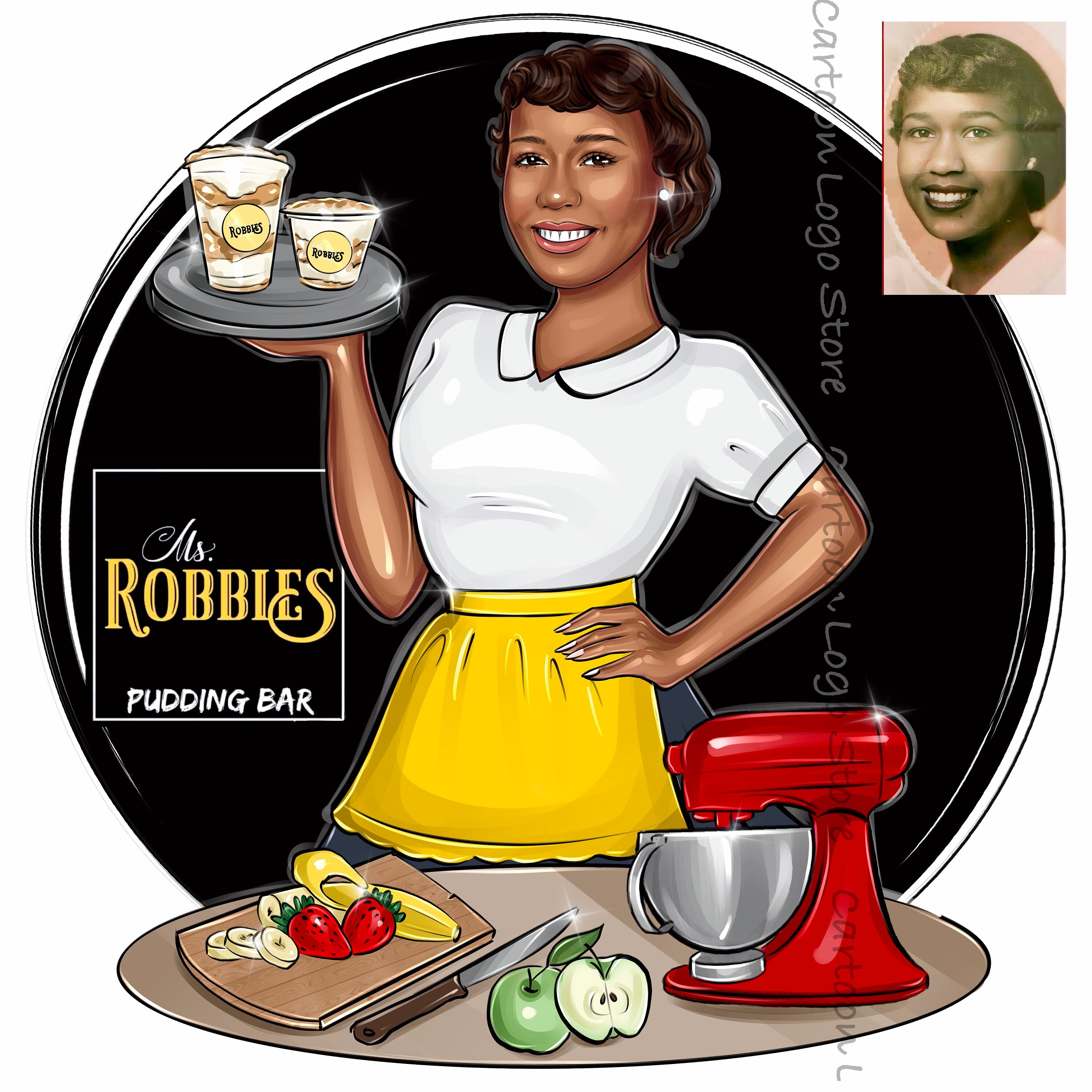 Baker Cartoon Logo, Chef Logo Design, Custom Portrait, Cake Shop Logo ...