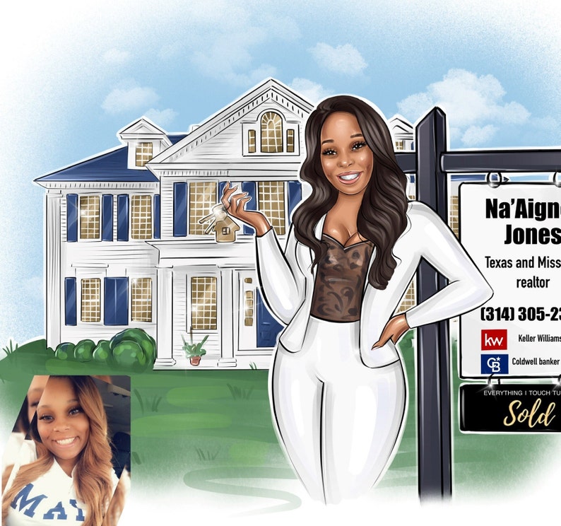 Real Estate Logo, Realtor Cartoon Logo, Broker Custom Avatar, Business ...