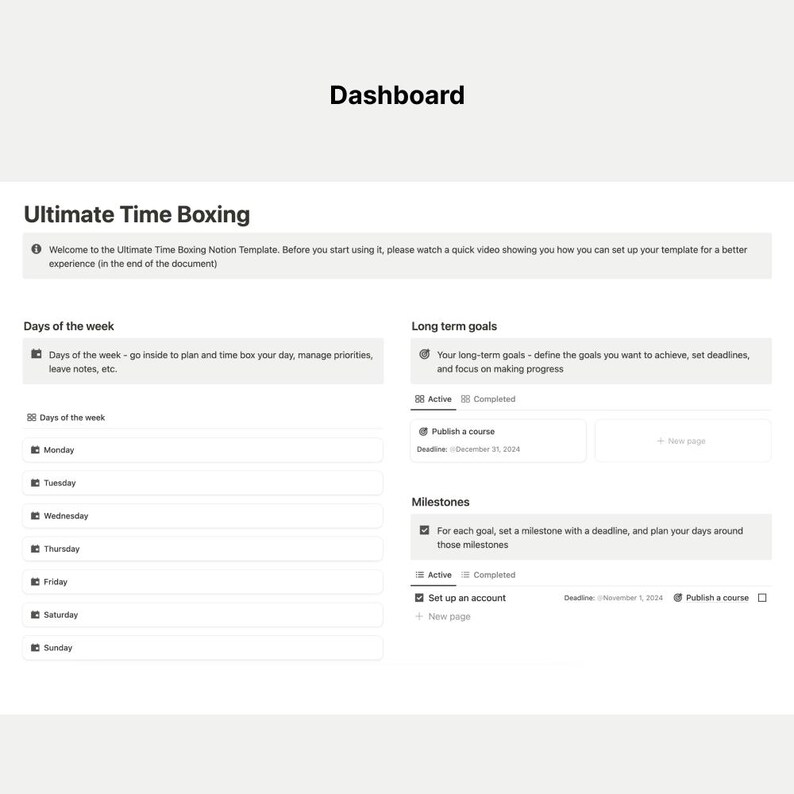 Notion Time Boxing (blocking) Template - Etsy