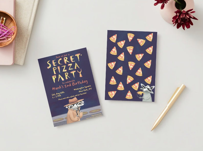 Editable Birthday Invitation, Secret Pizza Party - Etsy