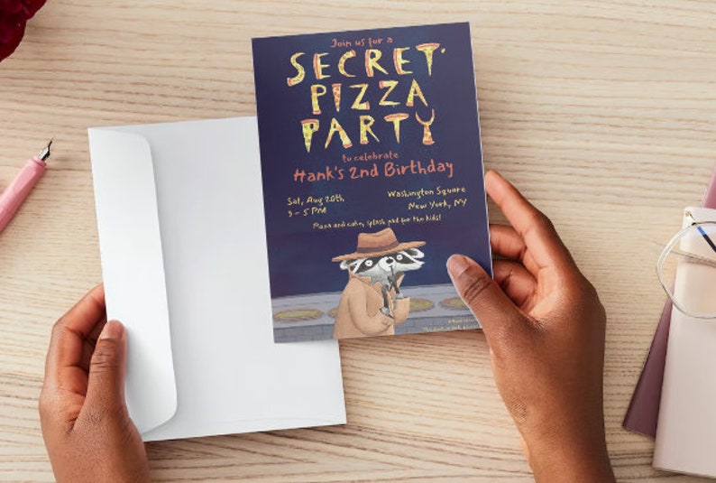 Editable Birthday Invitation, Secret Pizza Party - Etsy