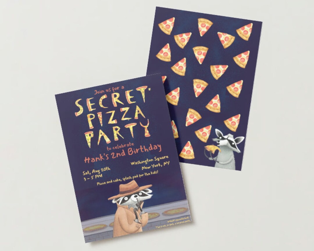 Editable Birthday Invitation, Secret Pizza Party - Etsy