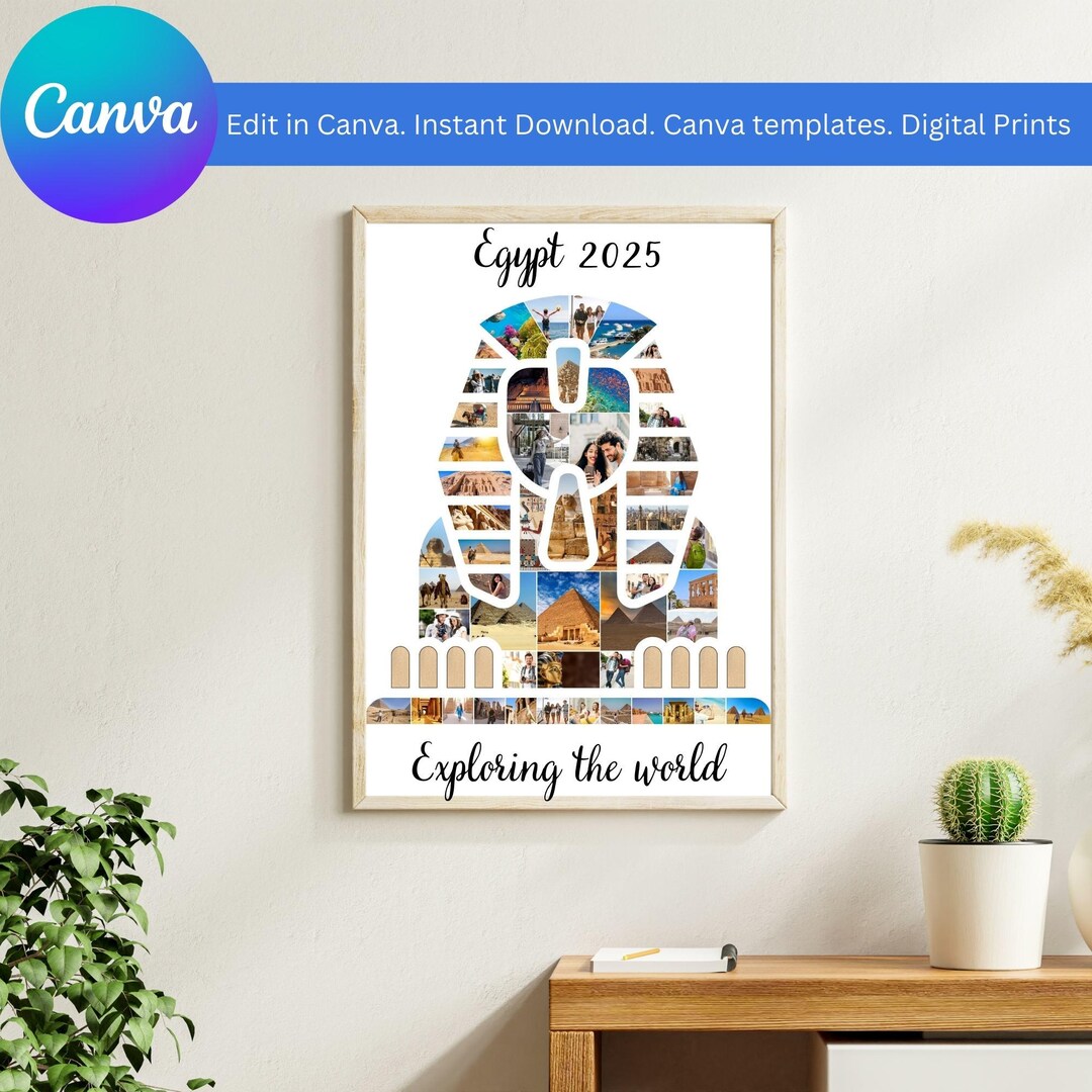 Egyptian Sphinx Photo Collage Template. Editable Canva Template for ...