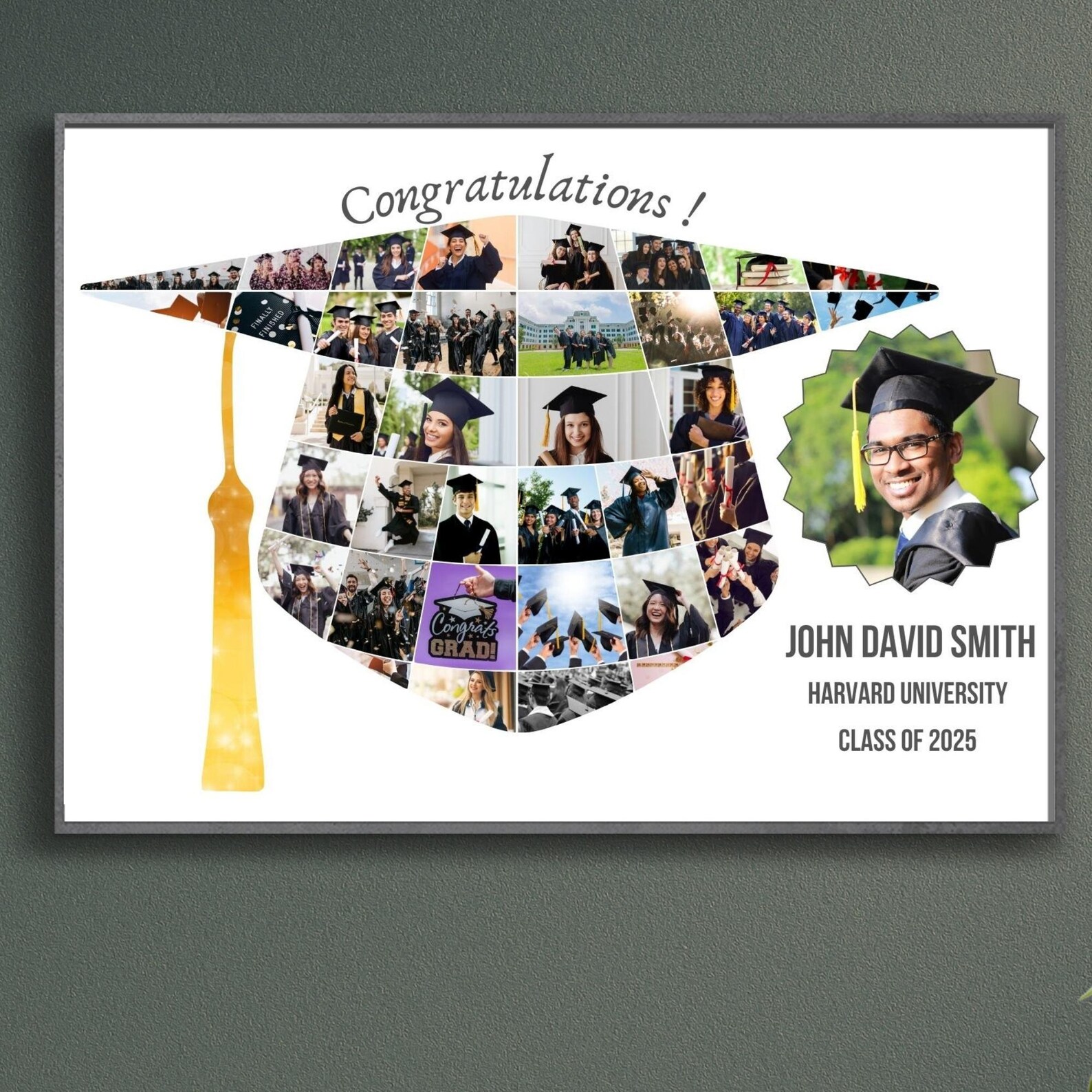 Male Graduation Photo Collage Template, Canva Design (digital Download ...