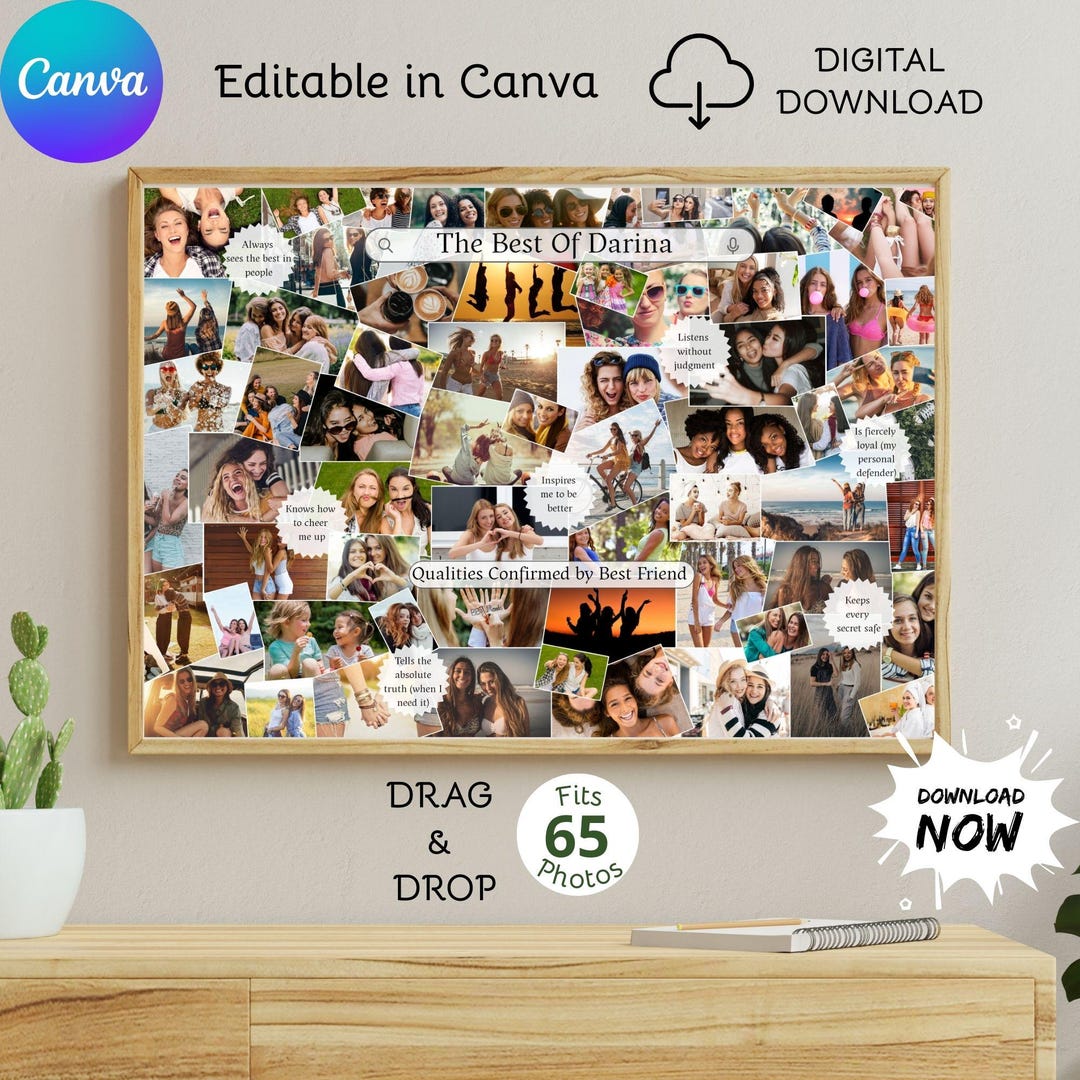 Friendship Photo Collage Template (ratio 3:2) Bestie Gift_sku_070 - Etsy
