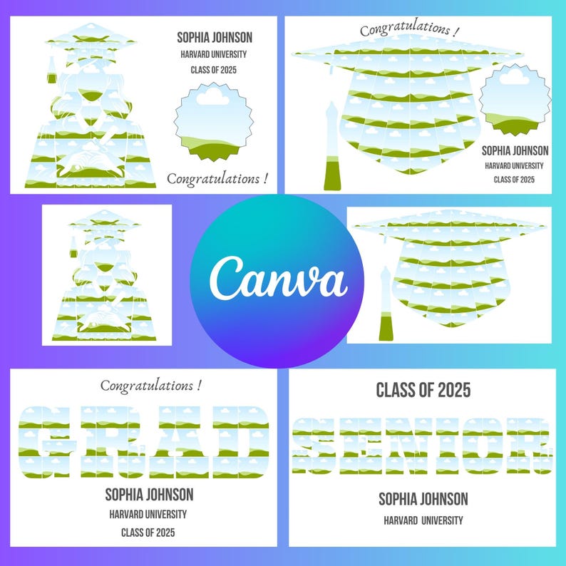 Female Graduation Photo Collage Template Set. Edit in Canva ...