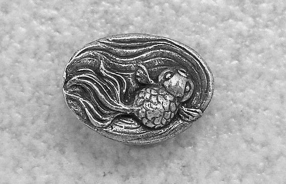 Green Girl Studios Pewter Goldfish Button | Etsy
