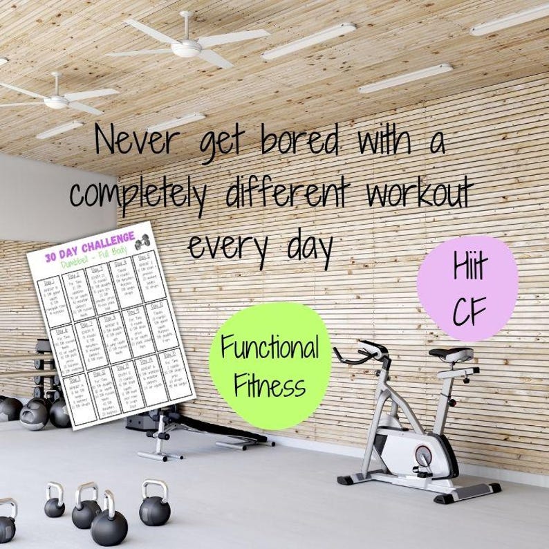 30 Day Full Body Dumbbell Workout Plan Home Gym Strength & Cardio ...