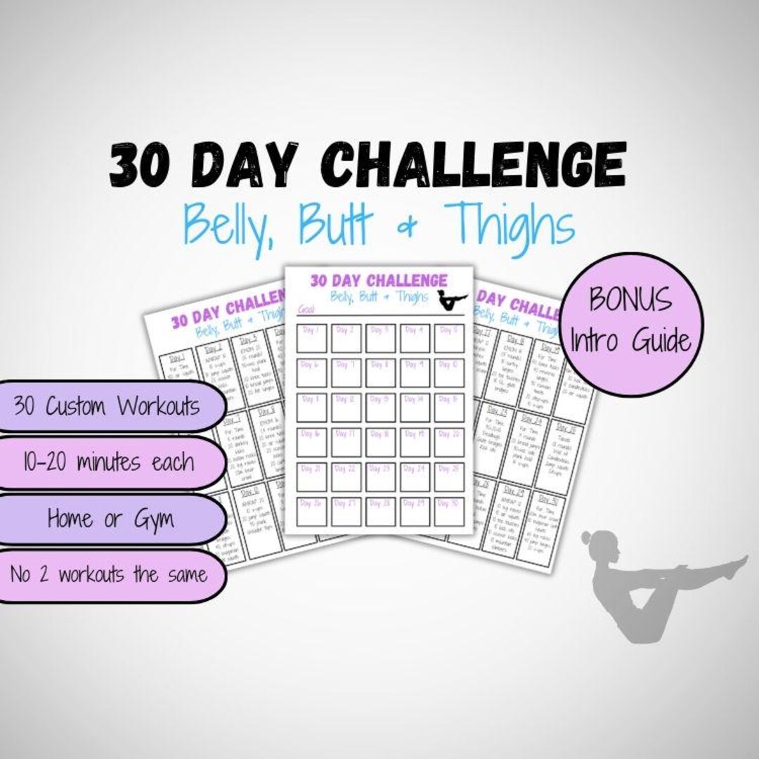 Belly Butt and Thighs Exercise Plan at Home 30 Day Fitness Challenge ...