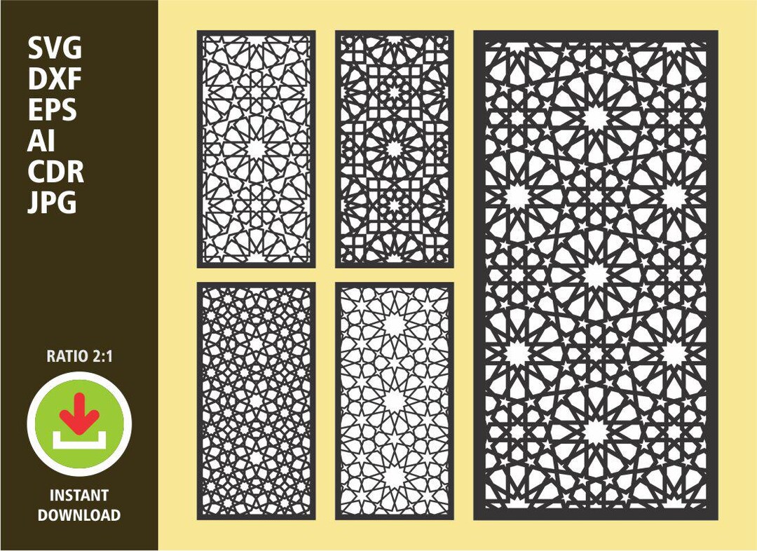 Geometric Moroccan Pattern Panel Templates SVG Set #01 Vector Files ...
