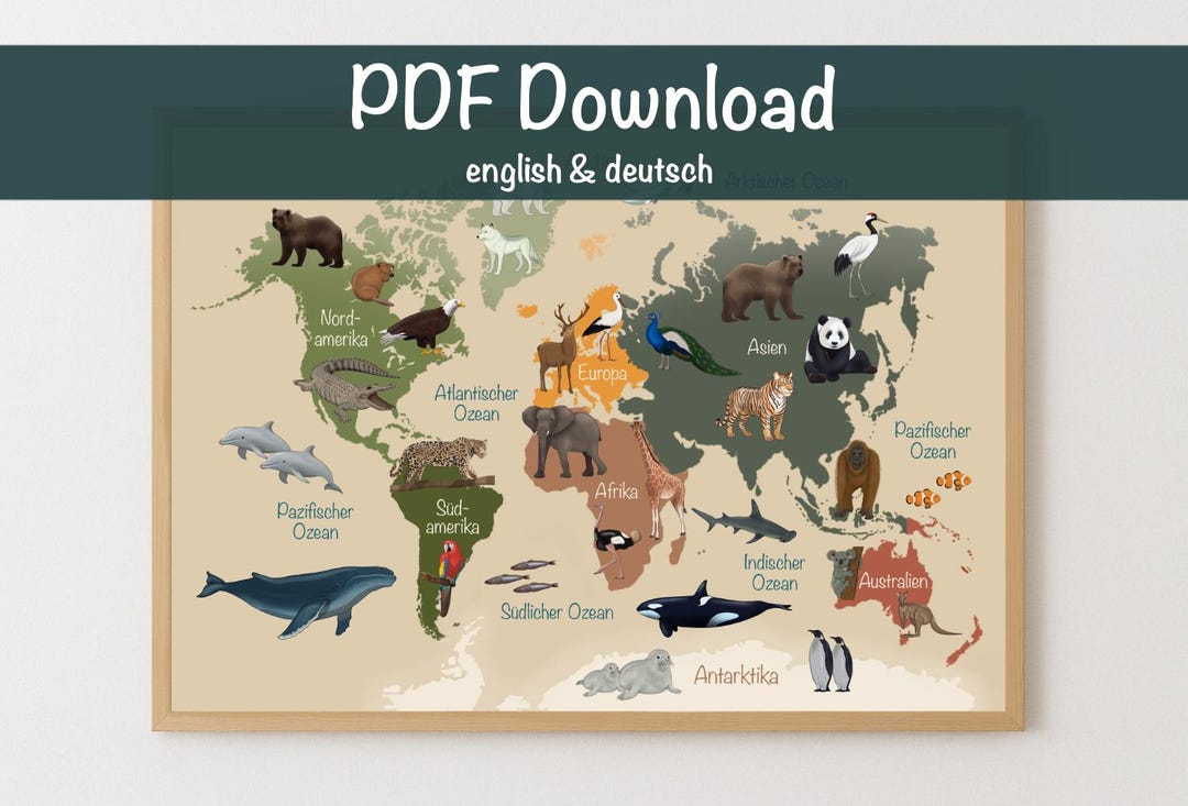 World Map With Animals – Illustration of the Continents | Animal World ...