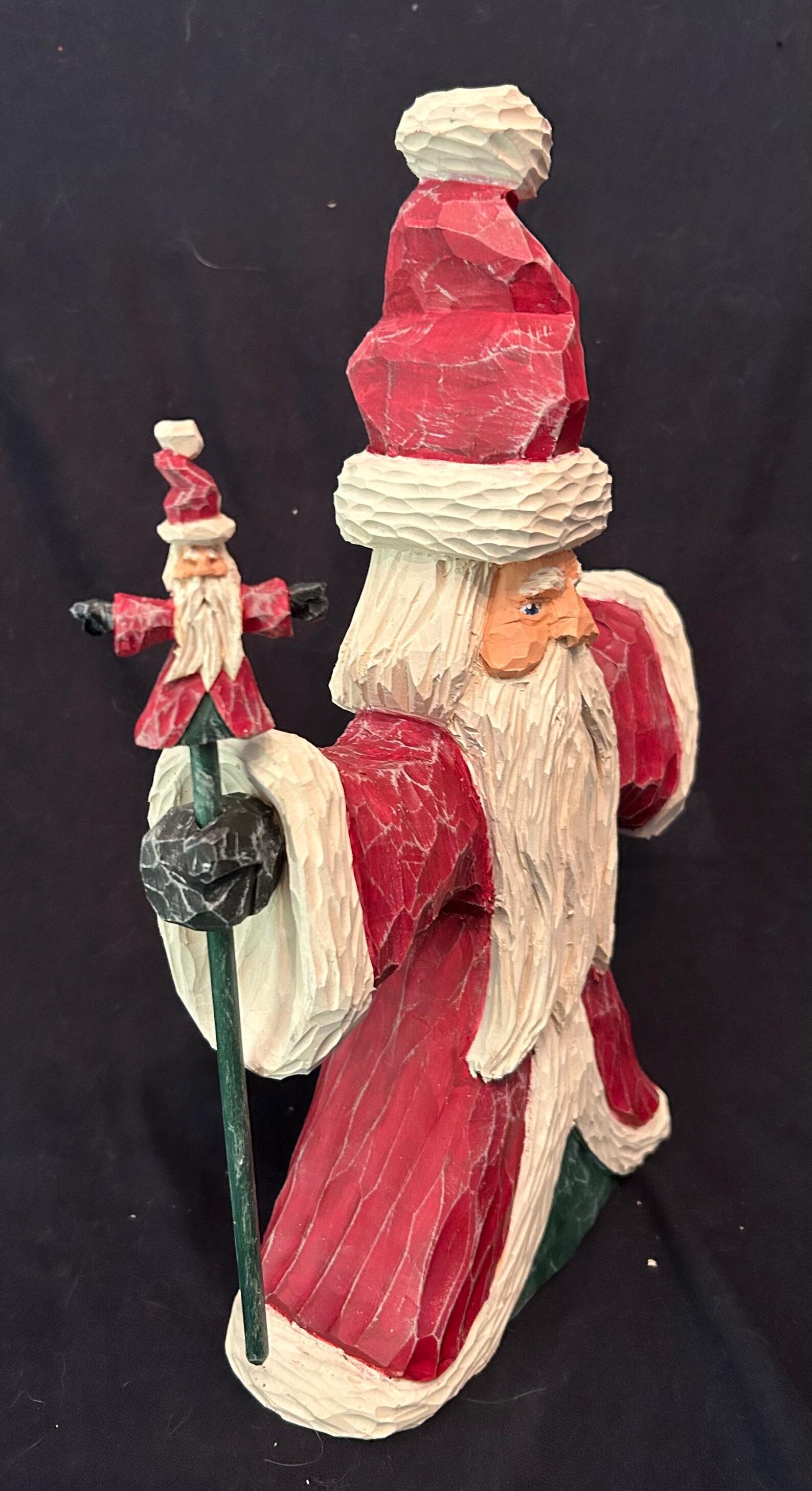 Santa With His Arms Extended at His Side, Holding a Mini-me Santa Staff ...