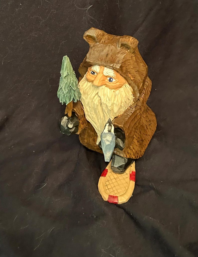Hand Carved Woodsman Santa With Nuthatch and Snowshoe - Etsy