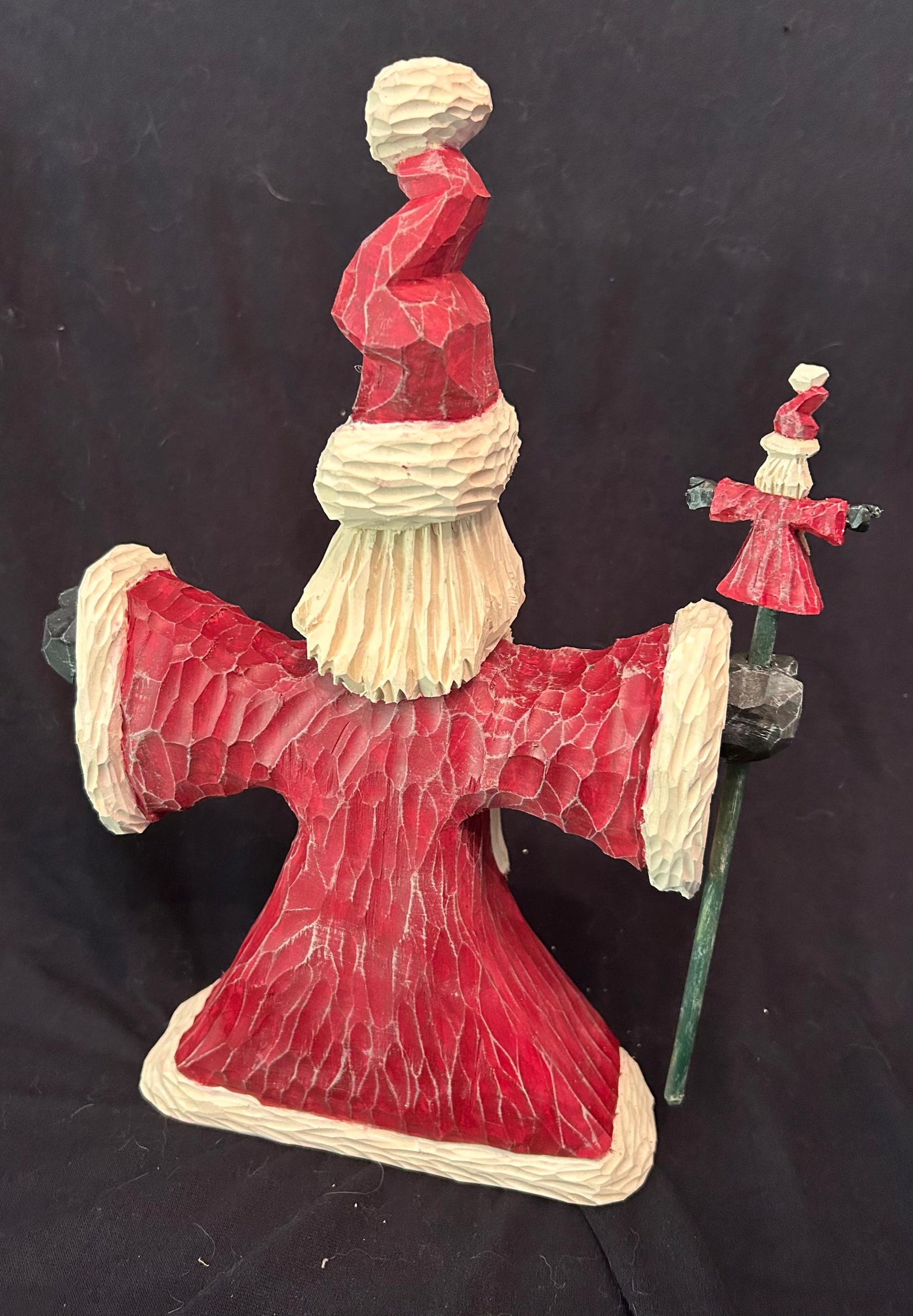 Santa With His Arms Extended at His Side, Holding a Mini-me Santa Staff ...