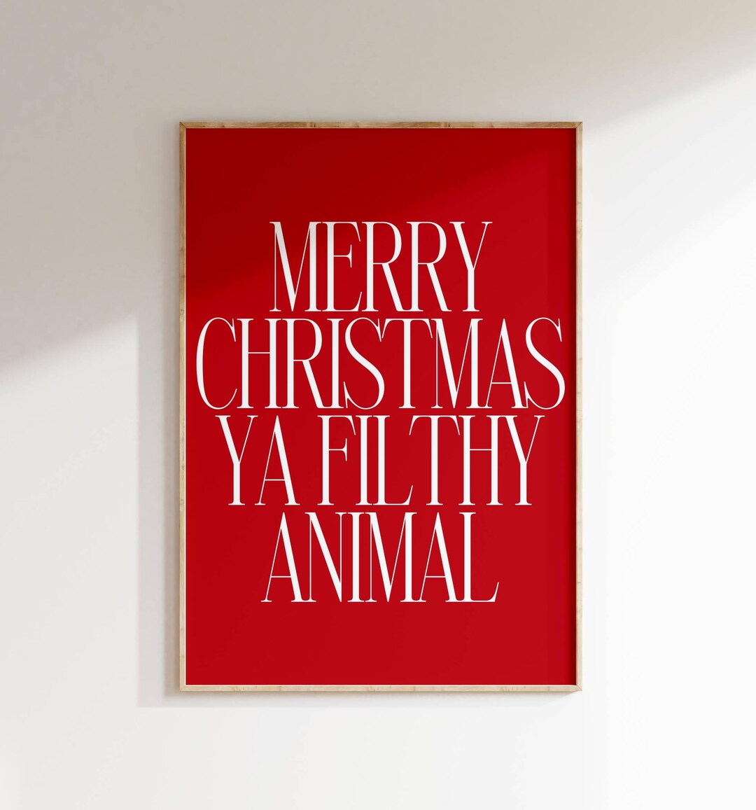 Merry Christmas Ya Filthy Animal Print, Red Christmas Wall Art, Home ...