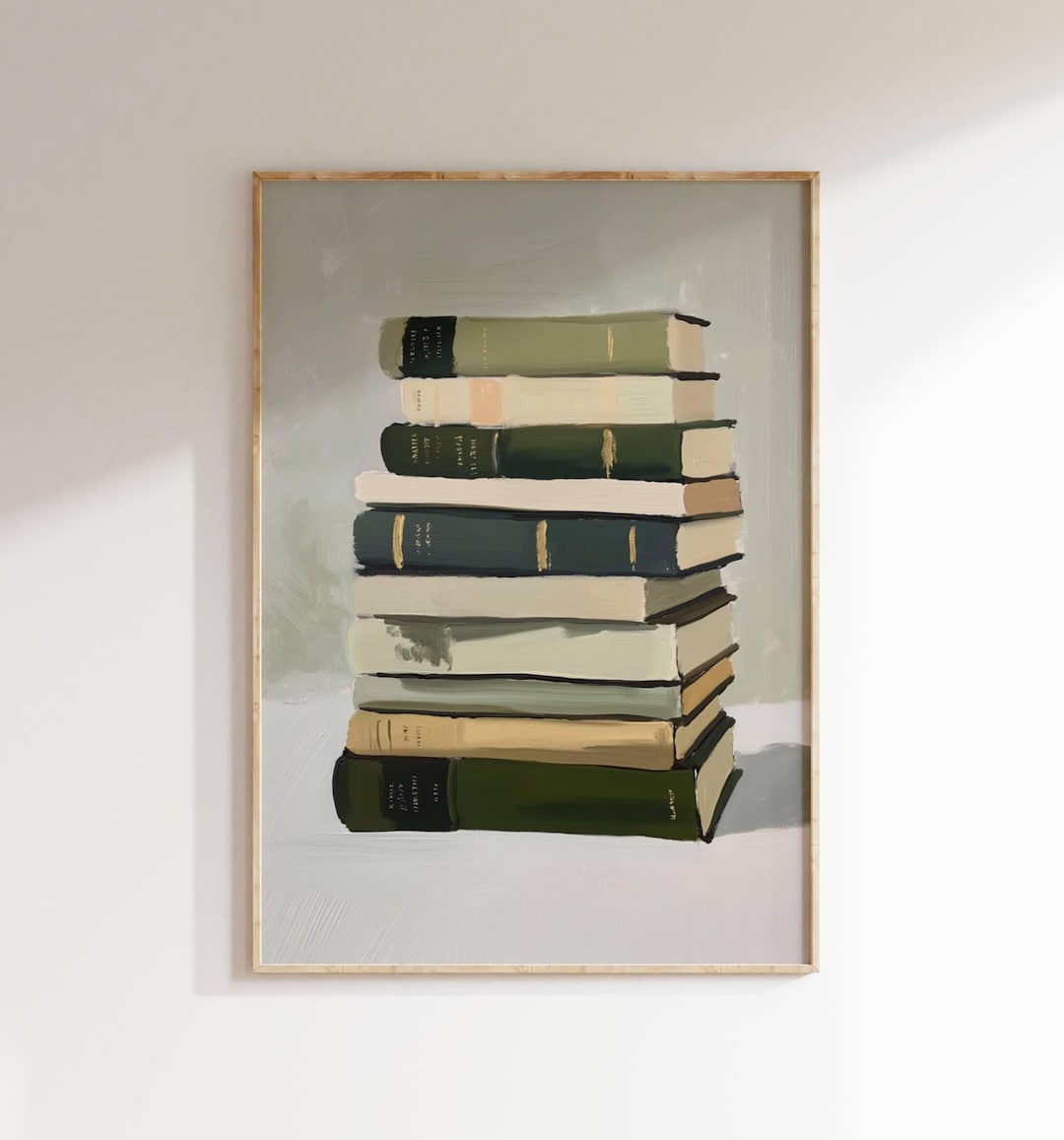 Bookish Art Print, Stack of Books Painting, Booking Wall Art, Printable ...