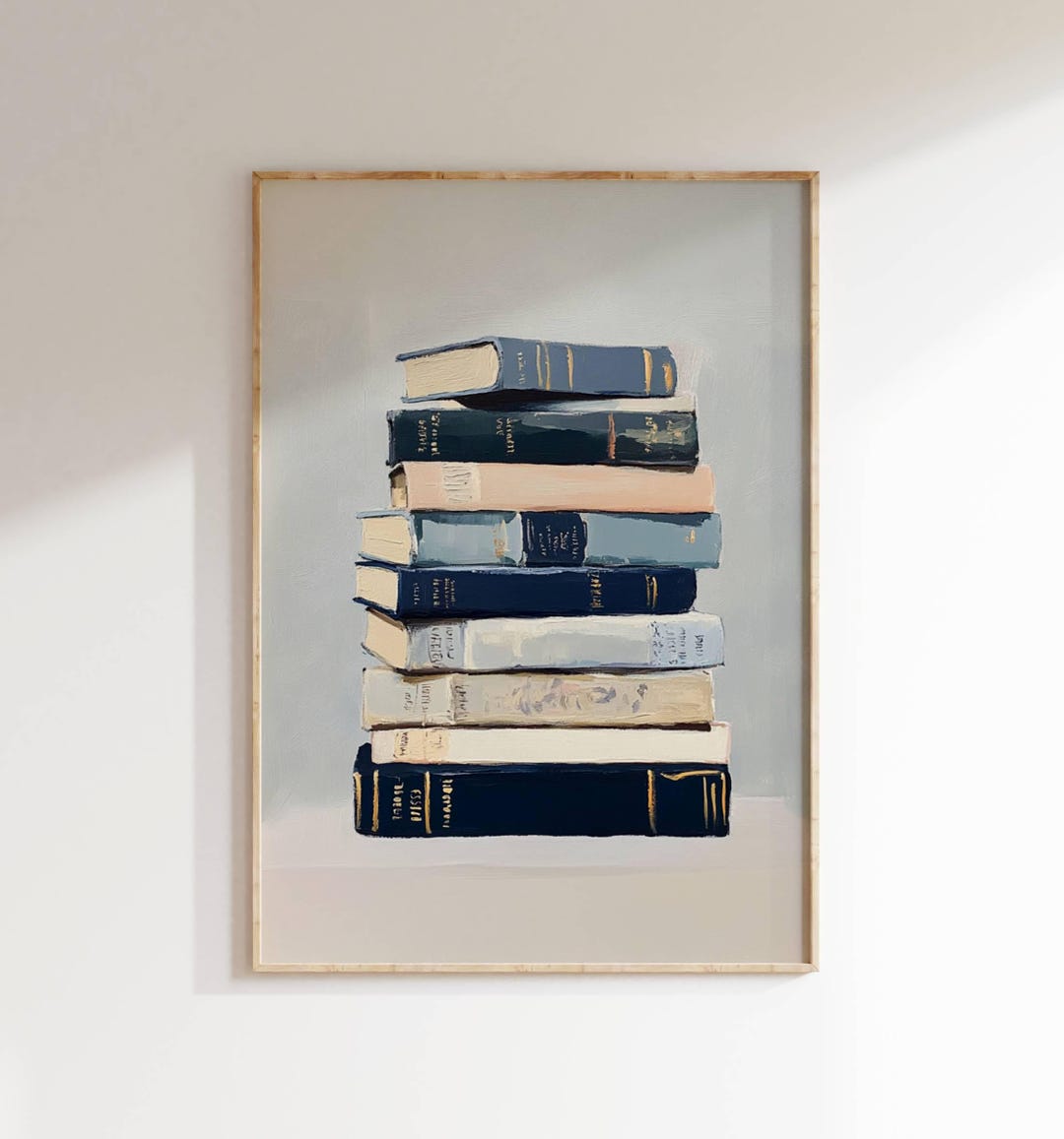 Bookish Art Print, Stack of Books Painting, Booking Wall Art, Printable ...