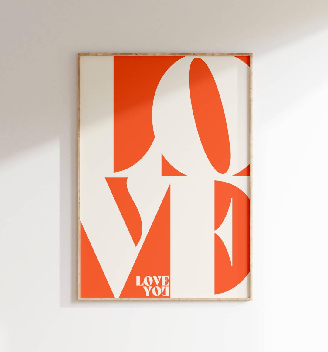 Love You Art Print, Trendy Retro Wall Art, Red Love Print Aesthetic ...