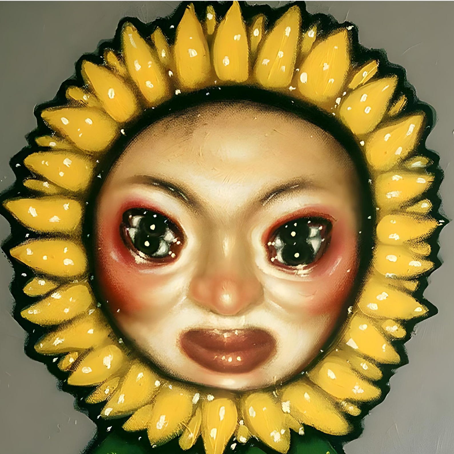 Surrealist Oil Painting, Sunflower Face Surreal Bloom of Emotion ...