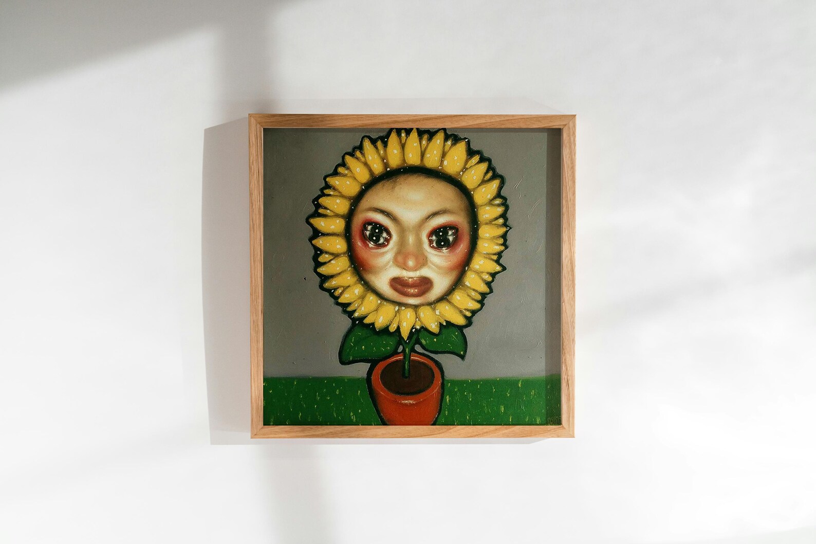 Surrealist Oil Painting, Sunflower Face Surreal Bloom of Emotion ...