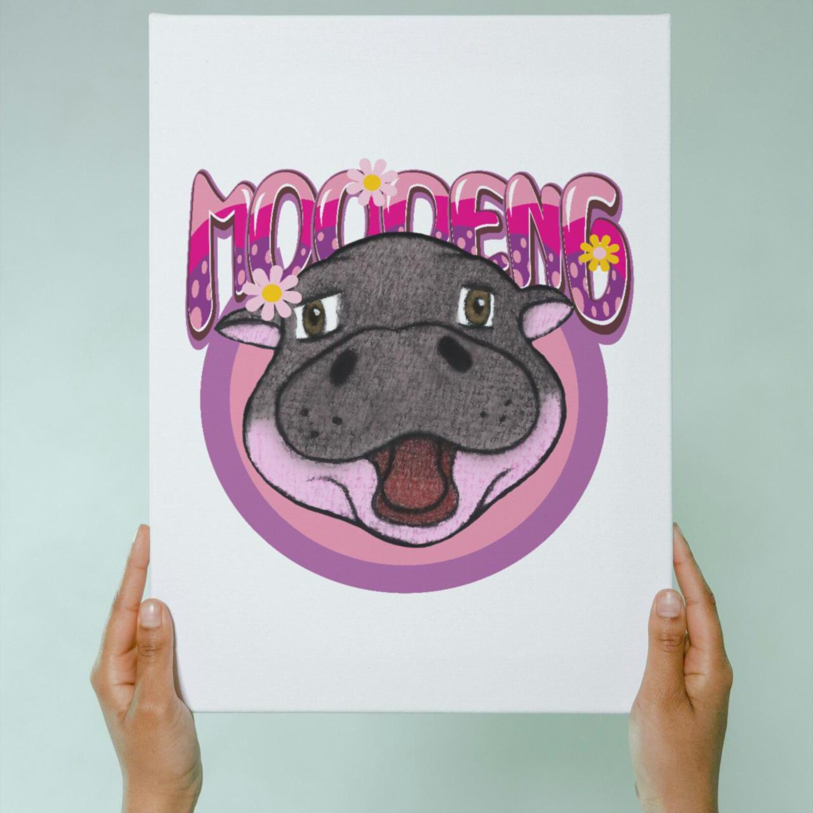 I Love Moo Deng PNG, Kawaii Hippo, Digital Download, Baby Hippo Png ...