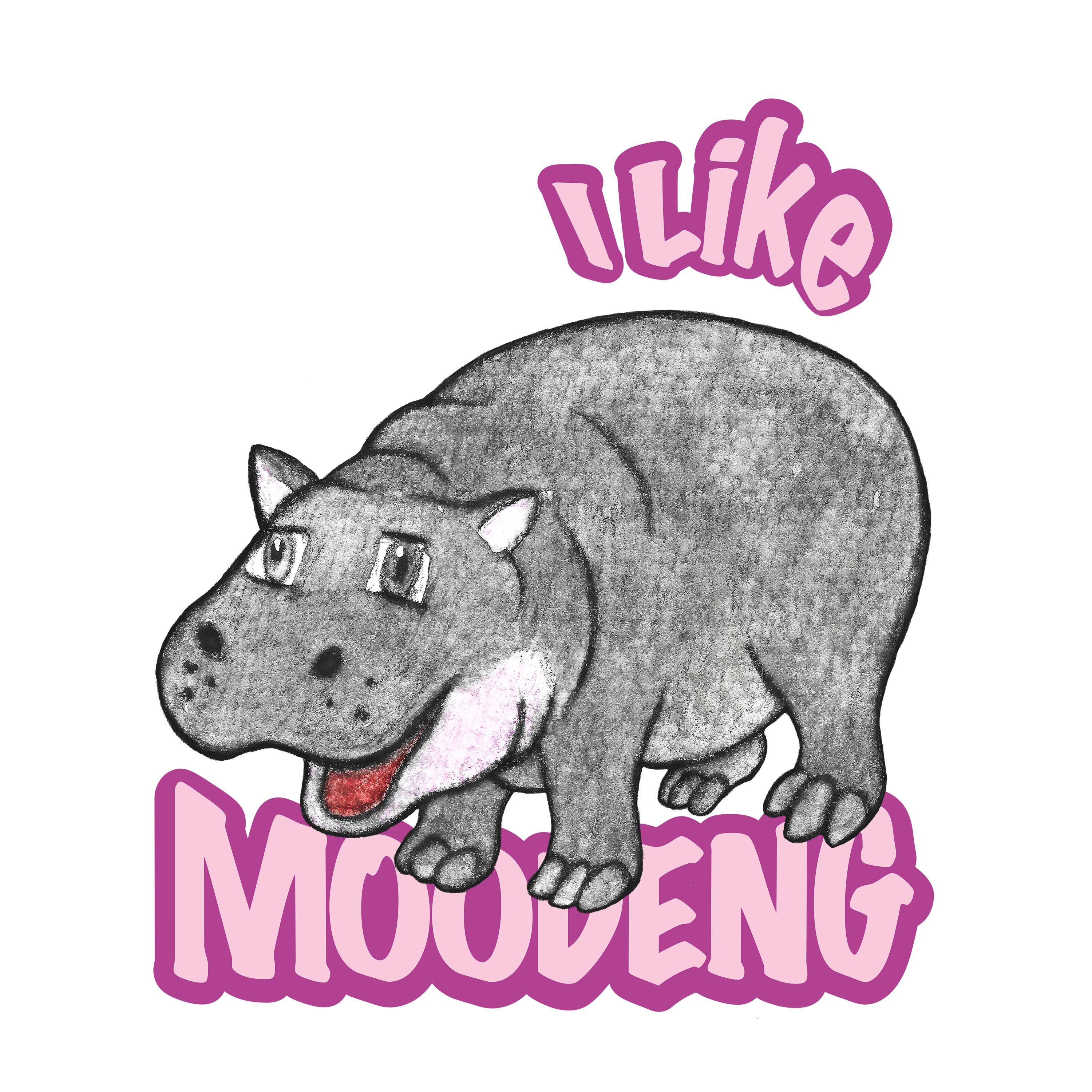I Love Moo Deng PNG, Kawaii Hippo, Digital Download, Baby Hippo Png ...