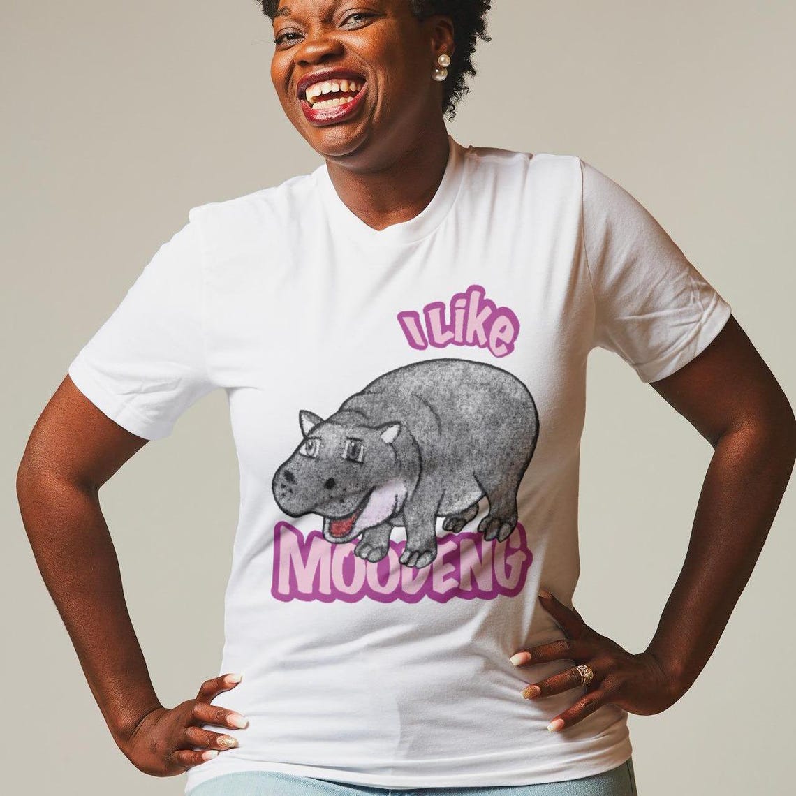 I Love Moo Deng PNG, Kawaii Hippo, Digital Download, Baby Hippo Png ...