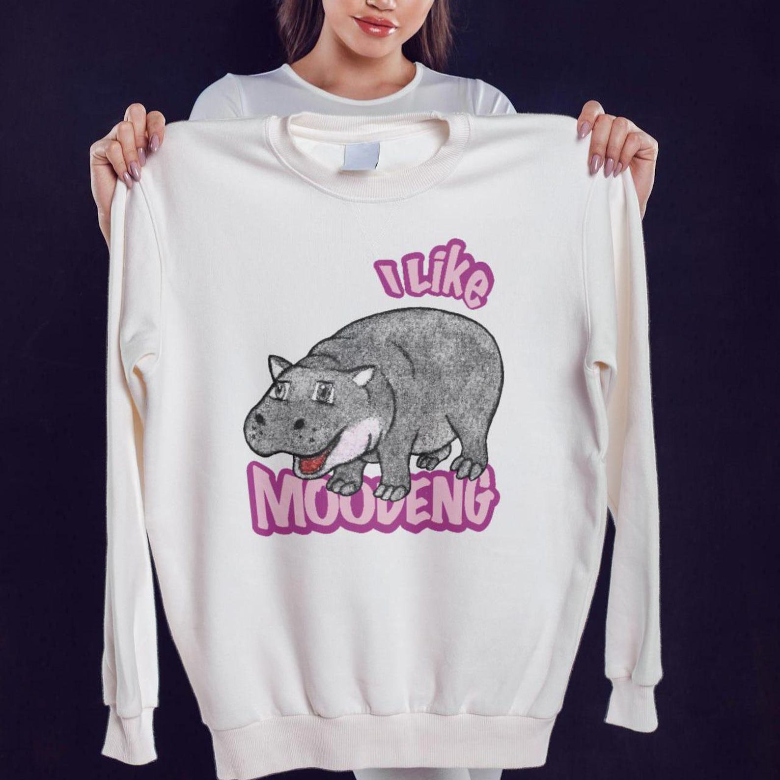 I Love Moo Deng PNG, Kawaii Hippo, Digital Download, Baby Hippo Png ...
