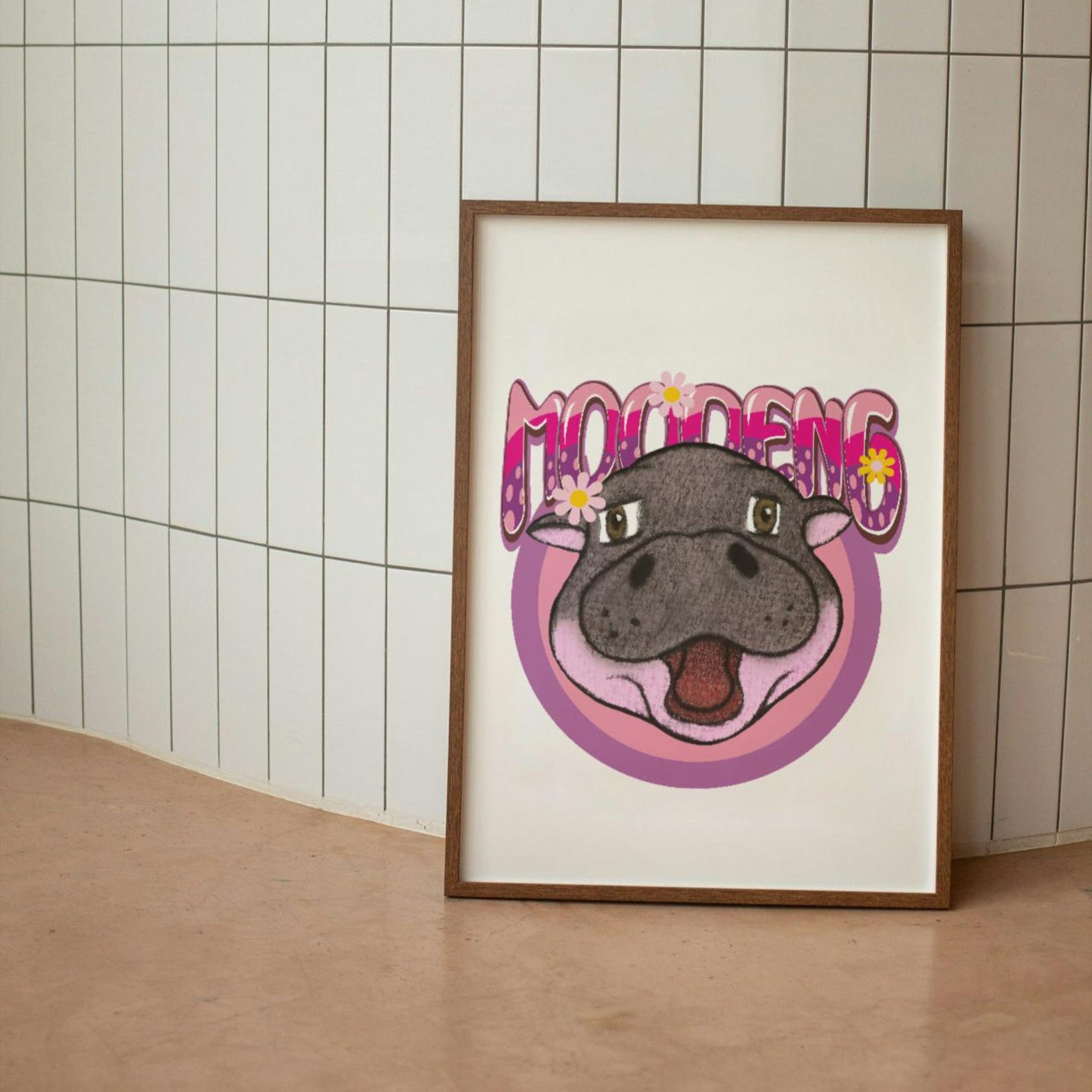 I Love Moo Deng PNG, Kawaii Hippo, Digital Download, Baby Hippo Png ...