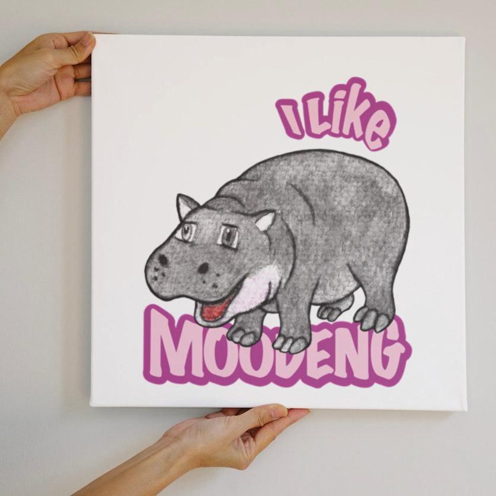 I Love Moo Deng PNG, Kawaii Hippo, Digital Download, Baby Hippo Png ...