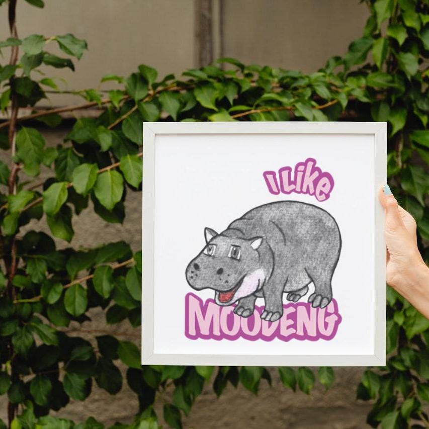 I Love Moo Deng PNG, Kawaii Hippo, Digital Download, Baby Hippo Png ...