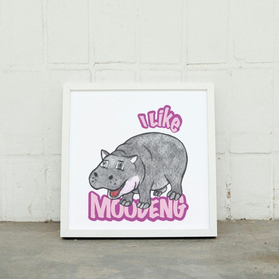 I Love Moo Deng PNG, Kawaii Hippo, Digital Download, Baby Hippo Png ...