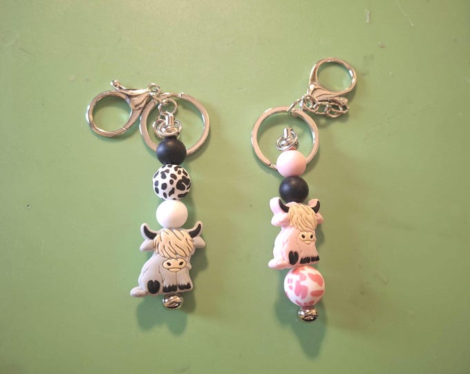 Highland Cow Silicone Beaded Keychain - Etsy