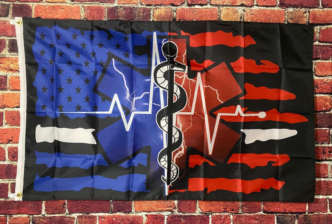 EMS Paramedic Flag FREE Usa SHIPPING First Responder Hero 9/11 Save ...