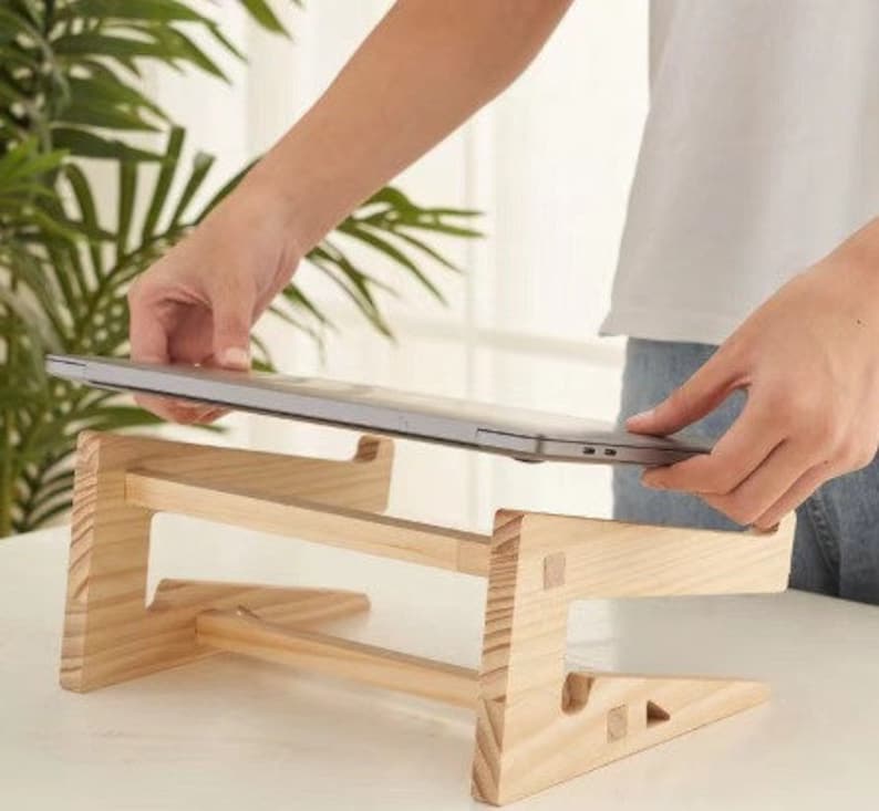 Wooden Laptop Stand Phone Holder Paramount by Equal Peaks Sustainable ...