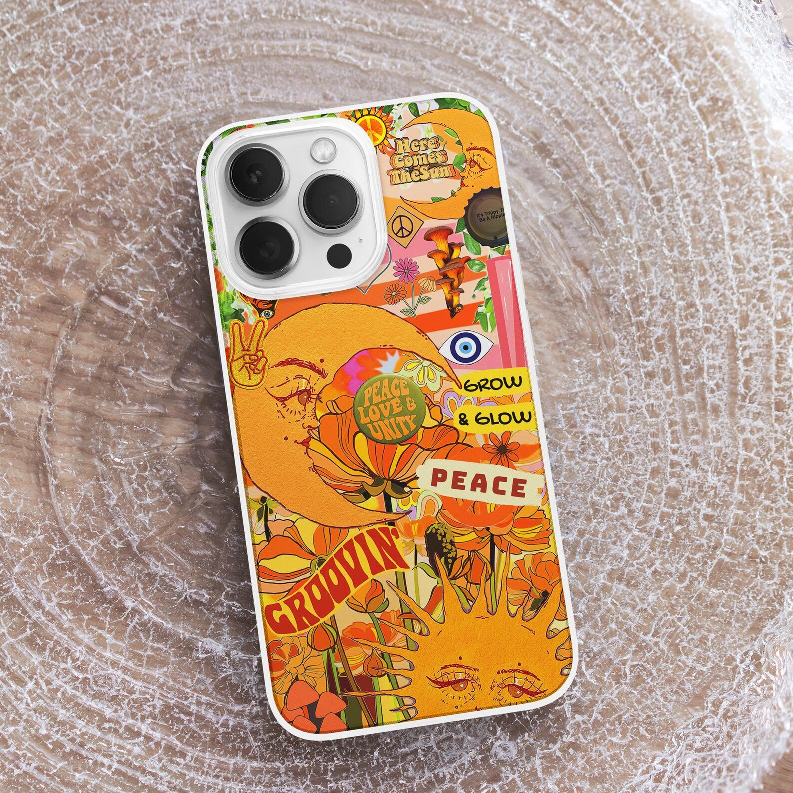 70s Collage Vintage Phone Case, Retro Hippie Groovy Cover iPhone 17 16 ...