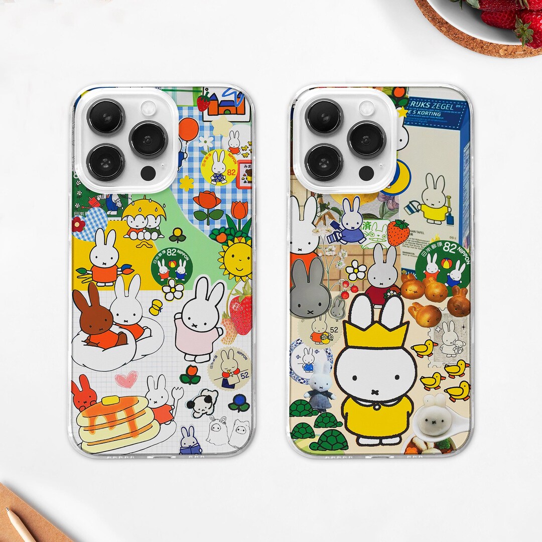 Cartoon Lucky Rabbit Collage Phone Case, Kawaii Moodboard Cover iPhone ...