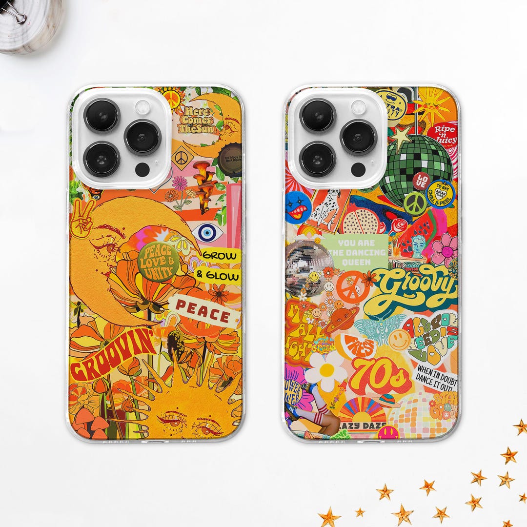 Vintage 70's Collage Magsafe Phone Case, Retro Groovy Phone Cover ...