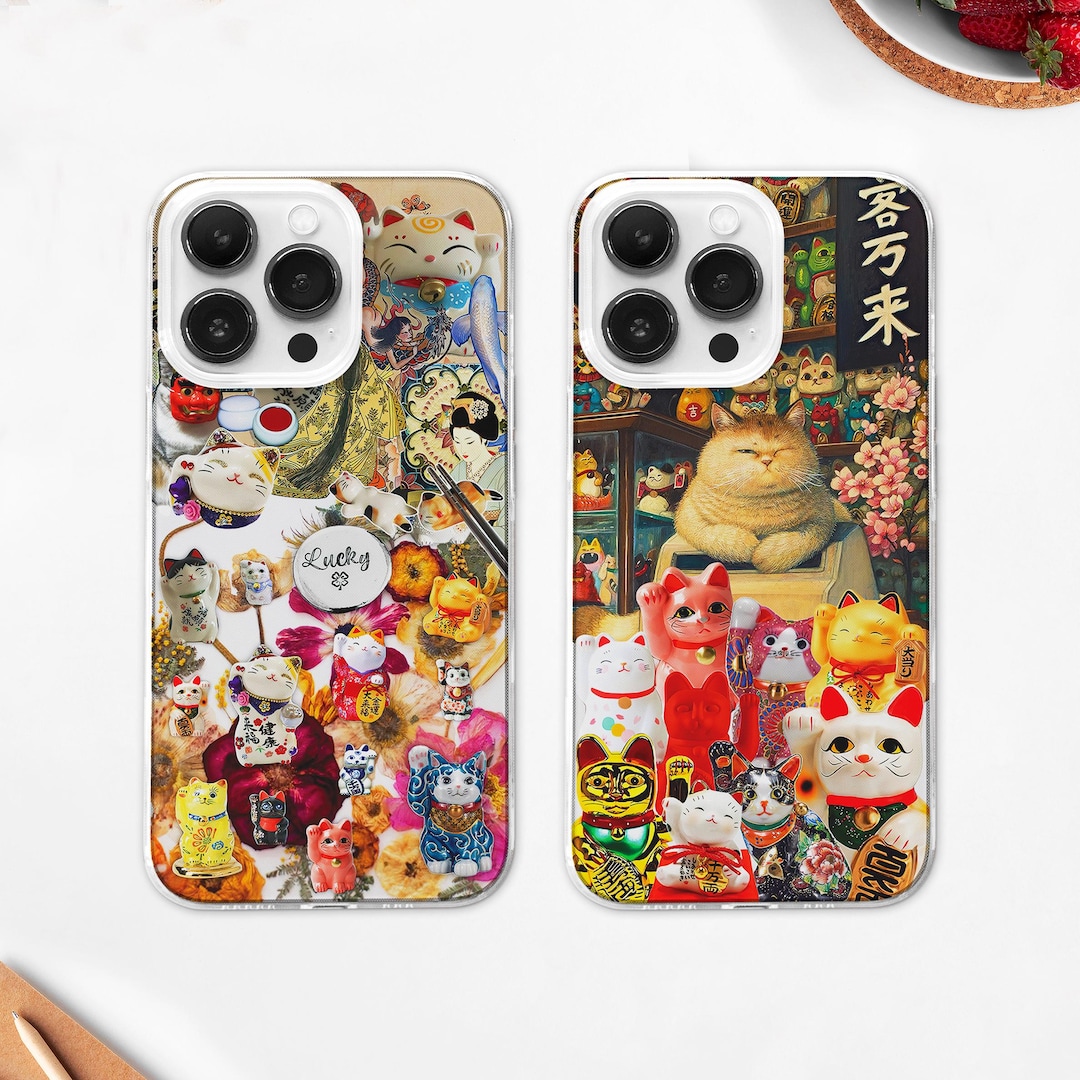 Japanese Maneki-neko Collage Magsafe Phone Case: Lucky Fortune Cat ...