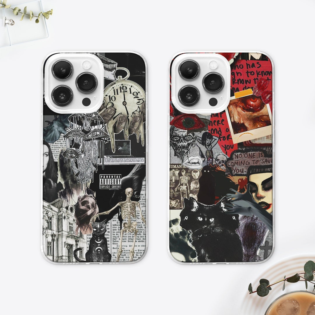 Scary Gothic Moodboard Magsafe Phone Case, Horror Grunge Art Phone ...