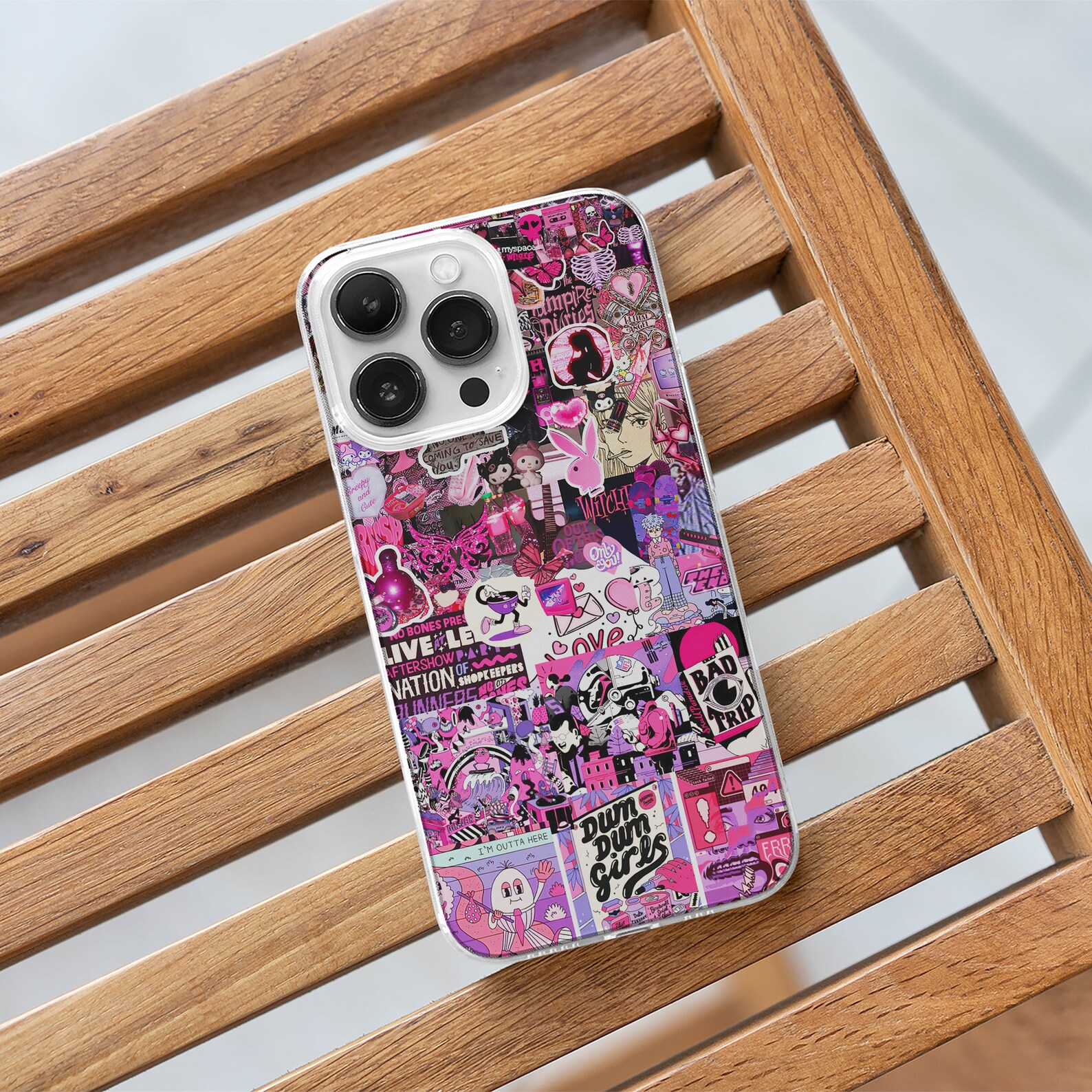Grunge Music Moodboard Magsafe Phone Case, Pink Aesthetic Phone Cover ...