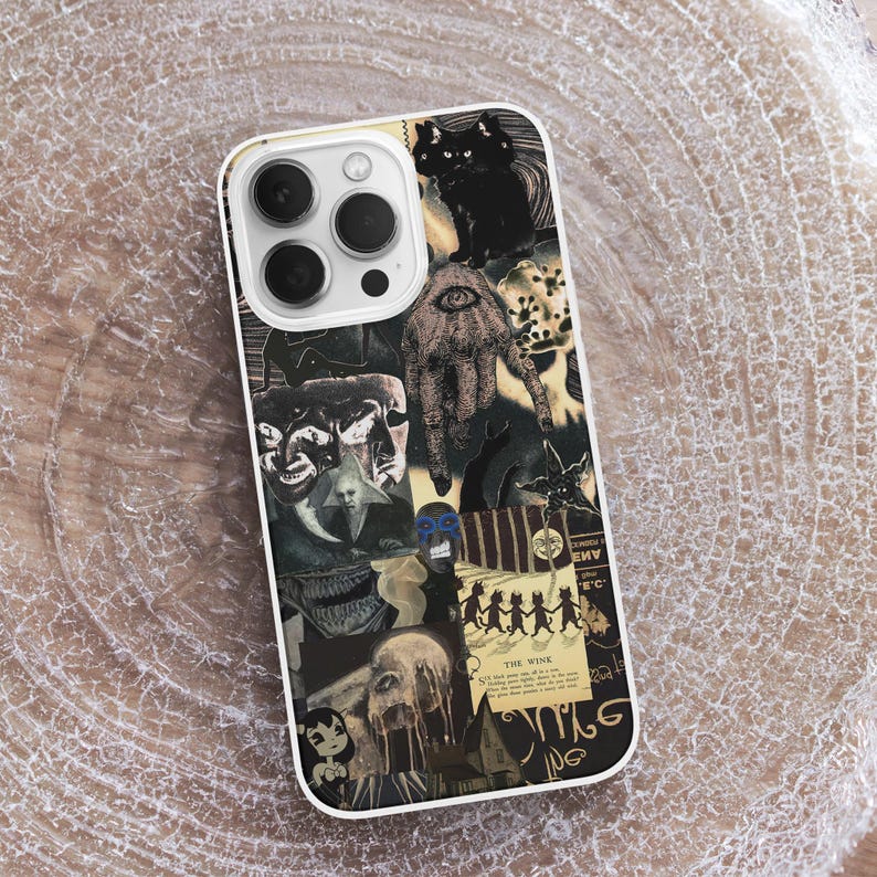 Dark Scary Collage Phone Case, Horror Eyeball Cover, Weird Gothic ...