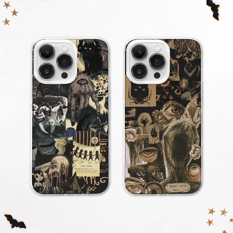 Dark Scary Collage Phone Case, Horror Eyeball Cover, Weird Gothic ...