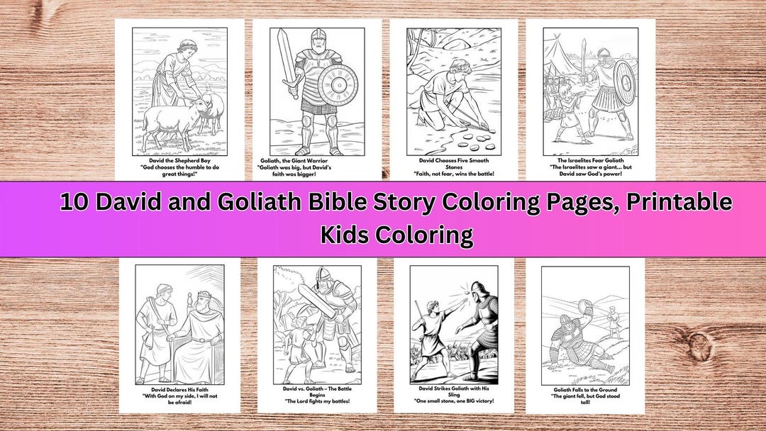 David and Goliath Bible Story Coloring Pages, Homeschool Printable (PDF ...