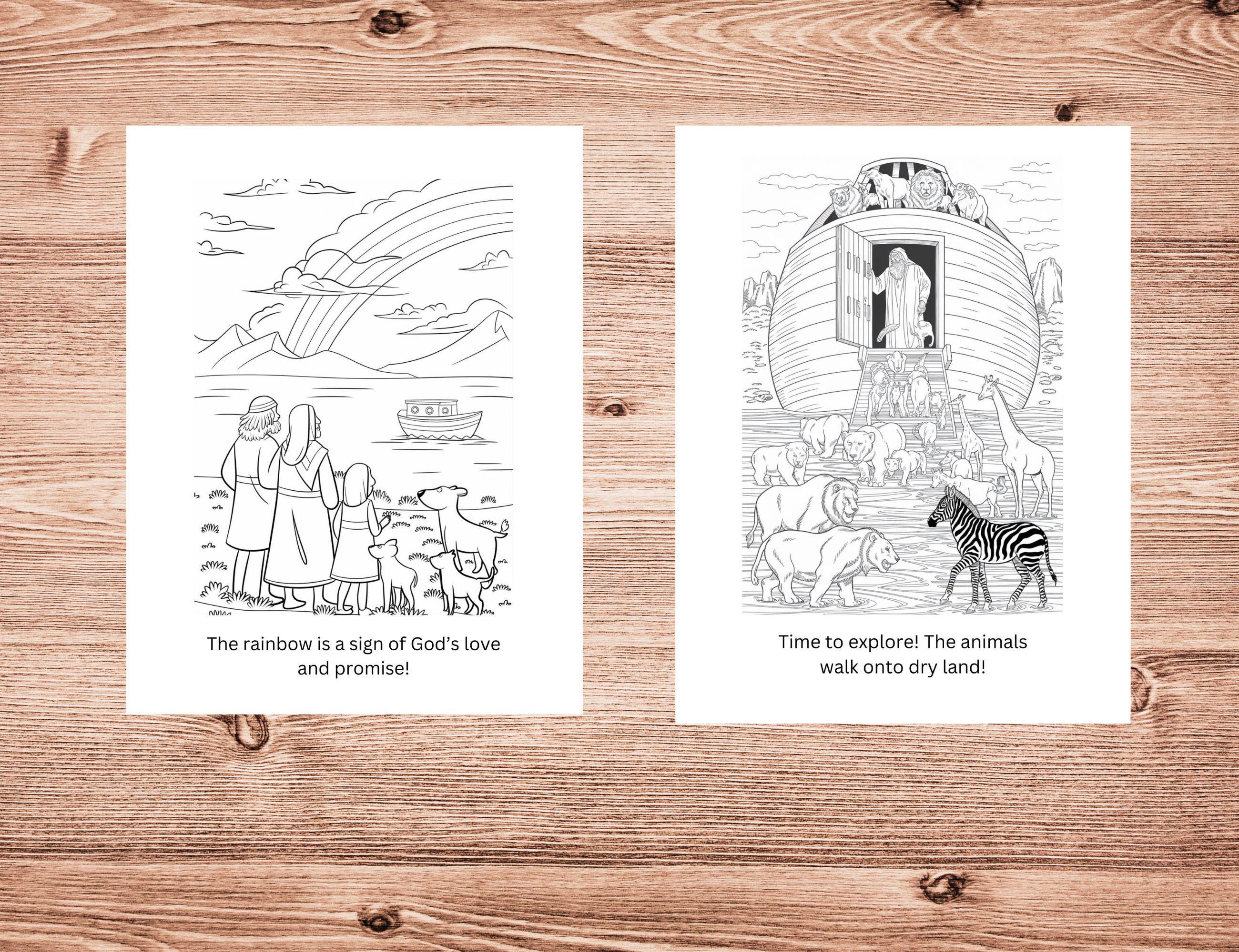 Noahs Ark Kids Bible Color Pages, 16 Coloring Pages, PDF and PNG ...