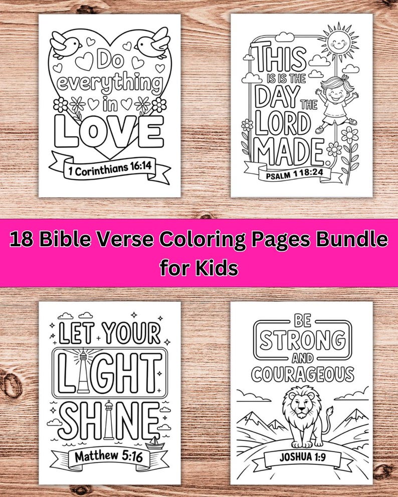 18 Bible Verse Coloring Pages for Kids, Sunday School Activity, PDF ...