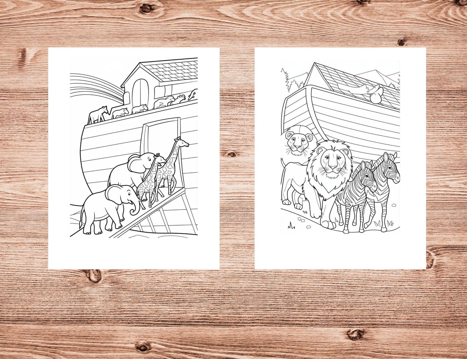 Noahs Ark Kids Bible Color Pages, 16 Coloring Pages, PDF and PNG ...