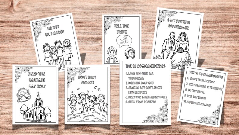 Ten Commandments for Kids Printable Coloring Pages, Bible Verse ...